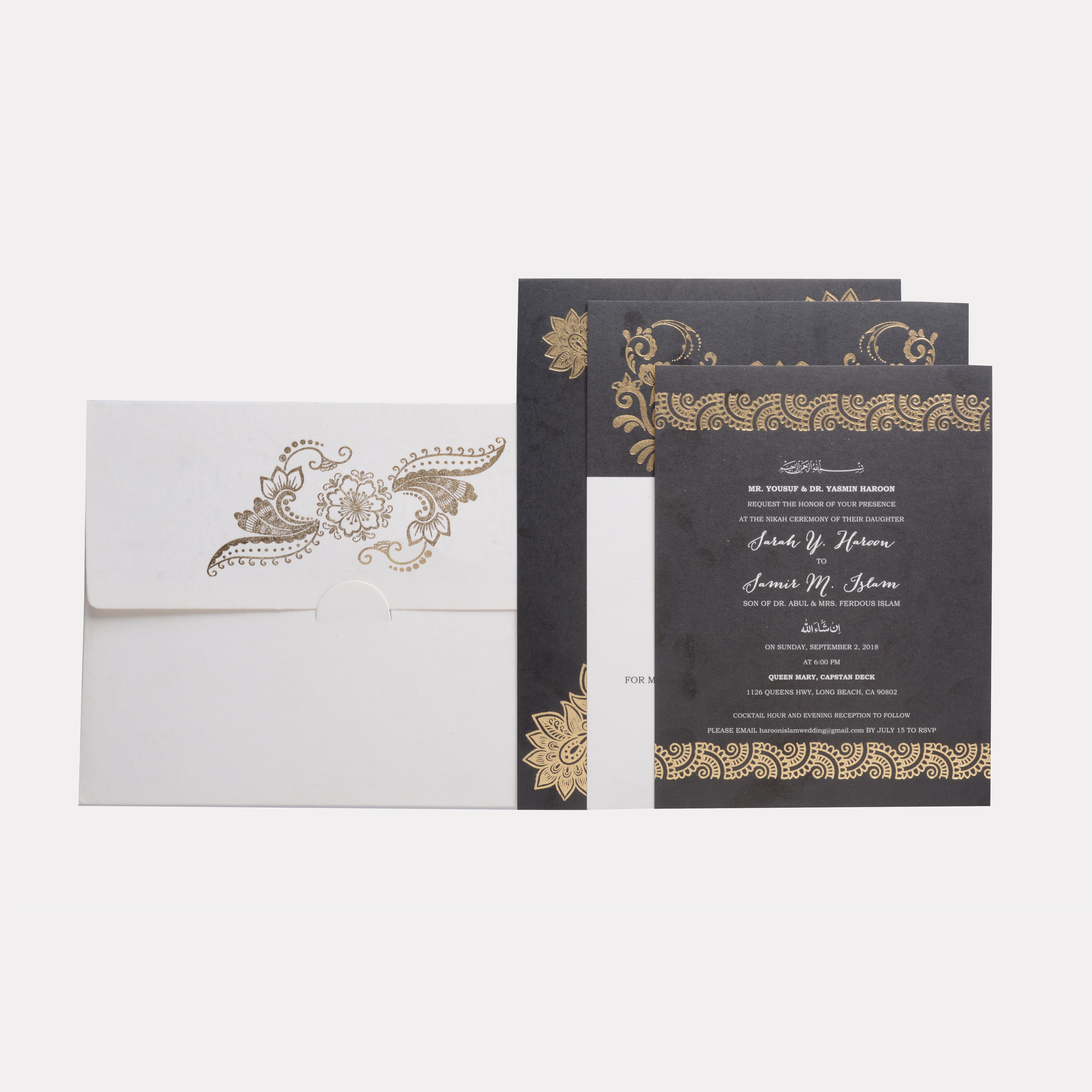 Regal Gold Flourish Invitation – Shafiq Press