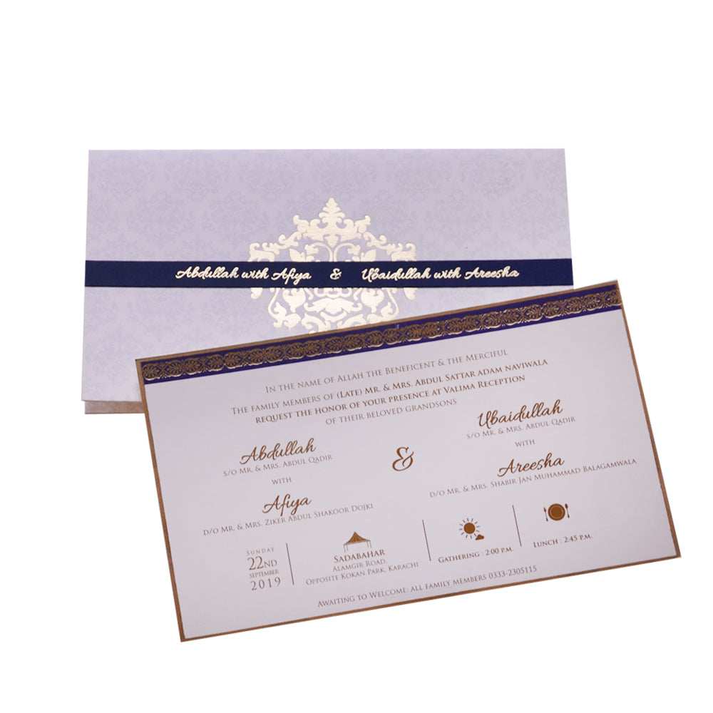 Gilded Elegance: Cream & Gold Wedding Booklet Invitation – Shafiq Press